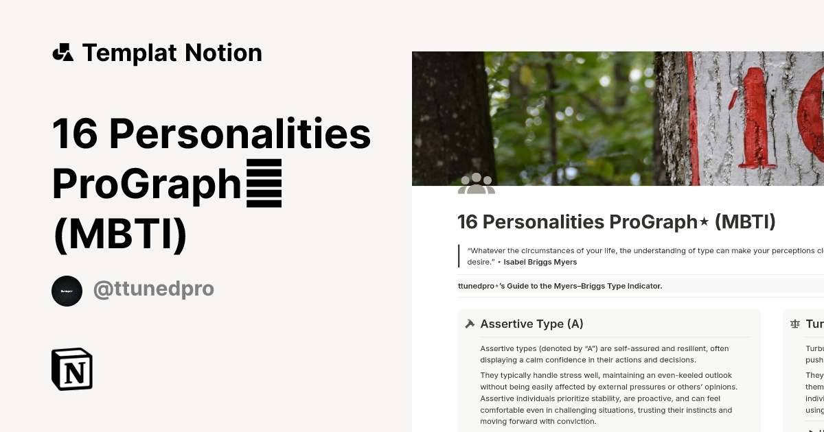 Templat 16 Personalities ProGraph⋆ (MBTI) | Notion Marketplace