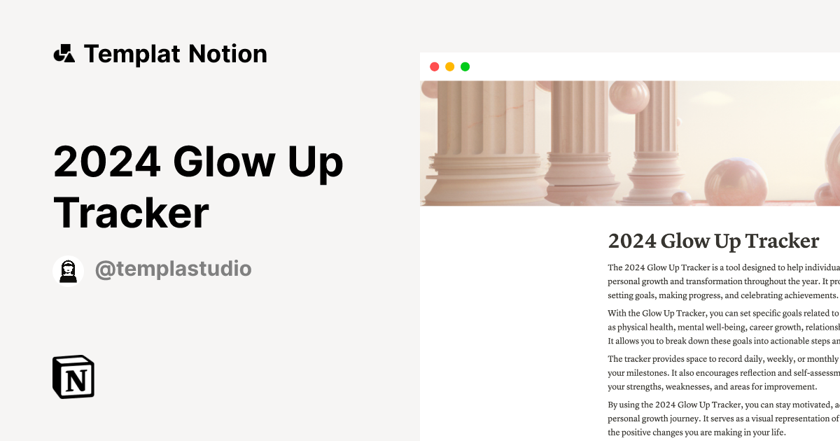 Templat 2024 Glow Up Tracker | Notion Marketplace