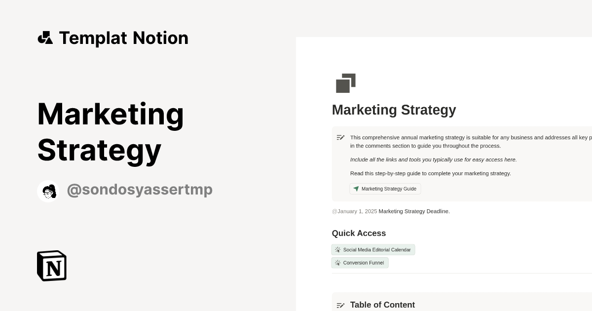 Templat Marketing Strategy | Notion Marketplace