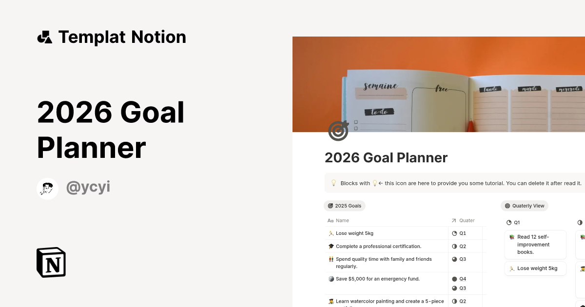Templat 2026 Goal Planner | Notion Marketplace