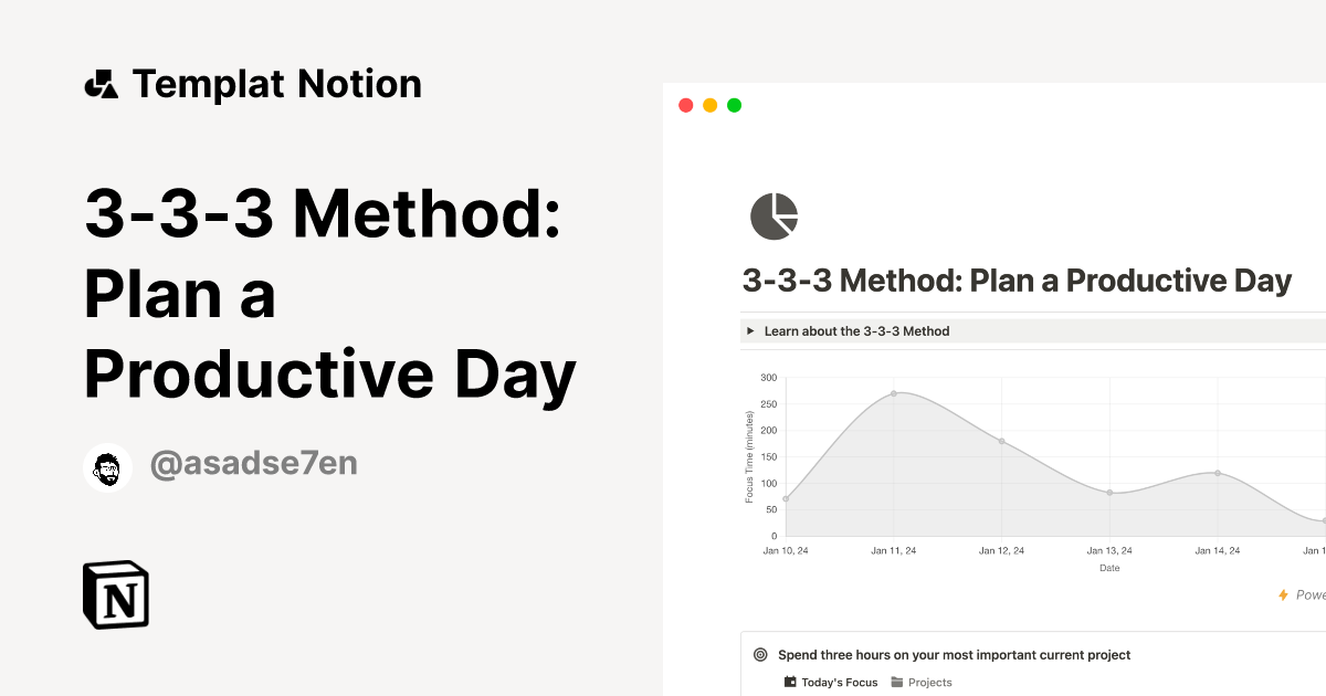 Templat 3-3-3 Method: Plan a Productive Day | Notion Marketplace