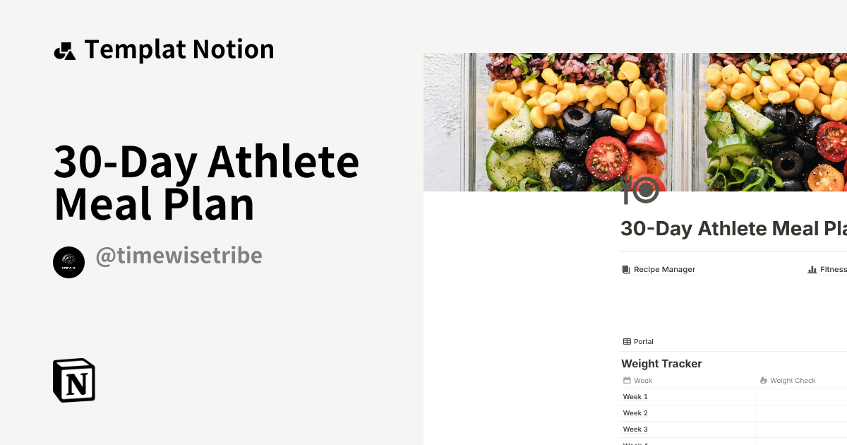Templat 30-Day Athlete Meal Plan | Notion Marketplace
