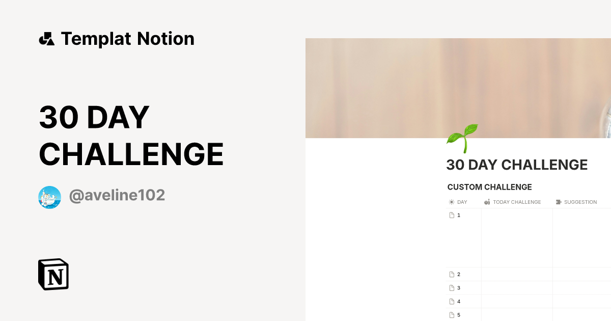 Templat 30 DAY CHALLENGE | Notion Marketplace
