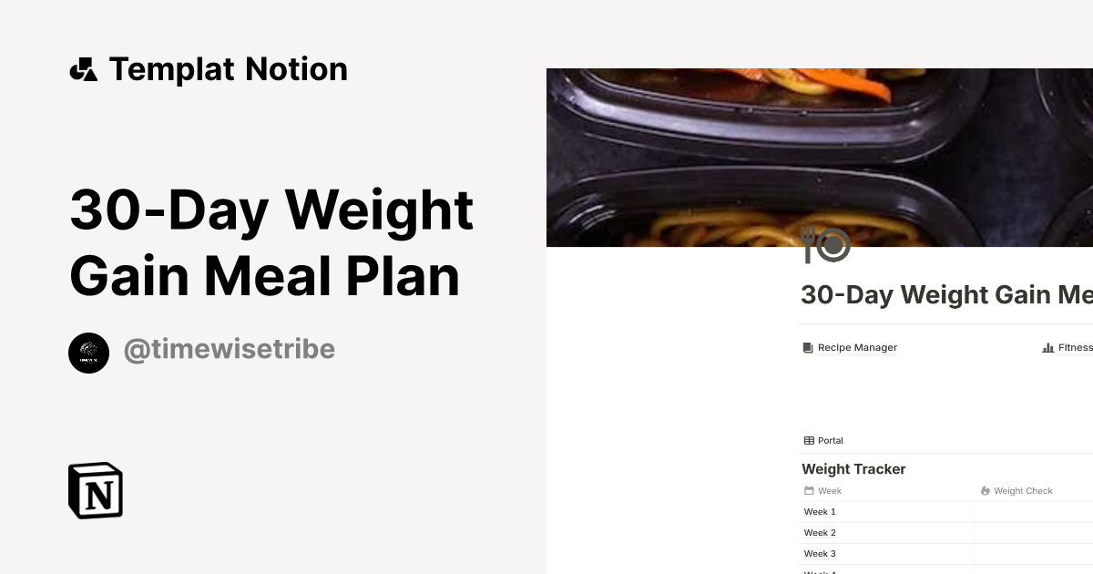 Templat 30-Day Weight Gain Meal Plan | Notion Marketplace