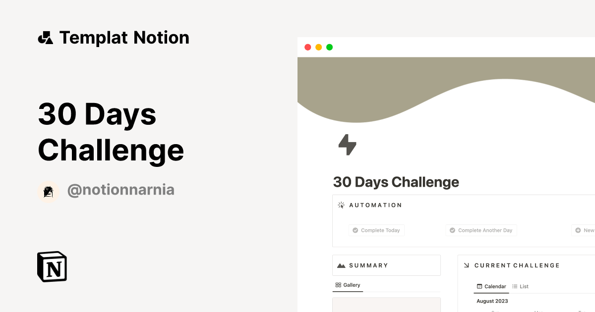 Templat 30 Days Challenge | Notion Marketplace