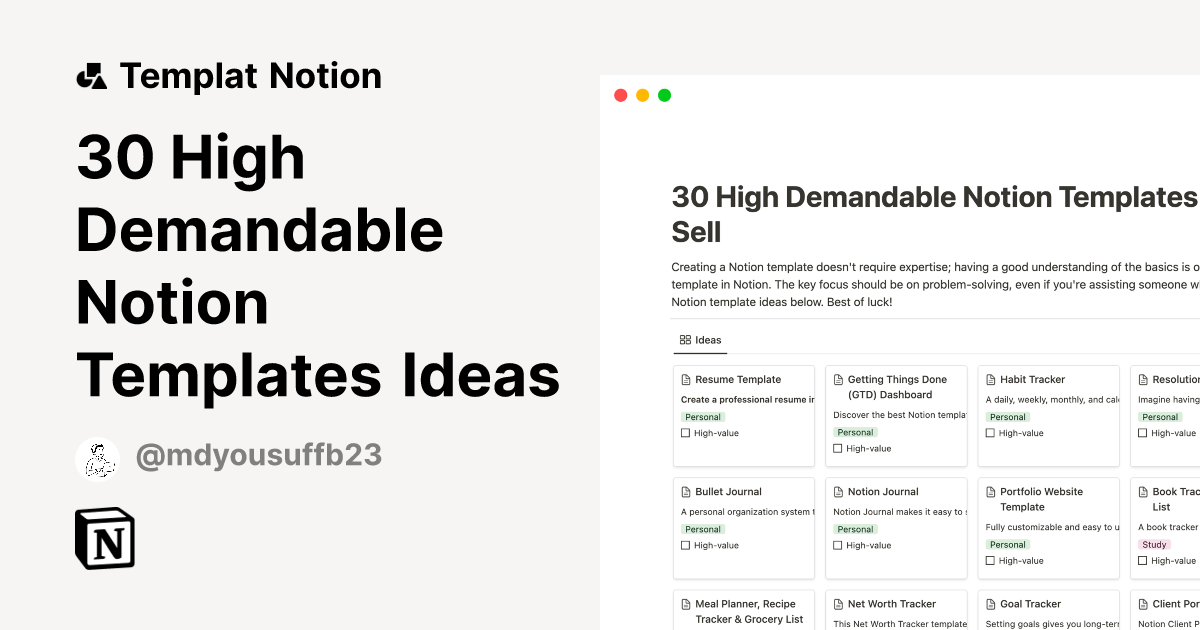 Templat 30 High Demandable Notion Templates Ideas | Notion Marketplace