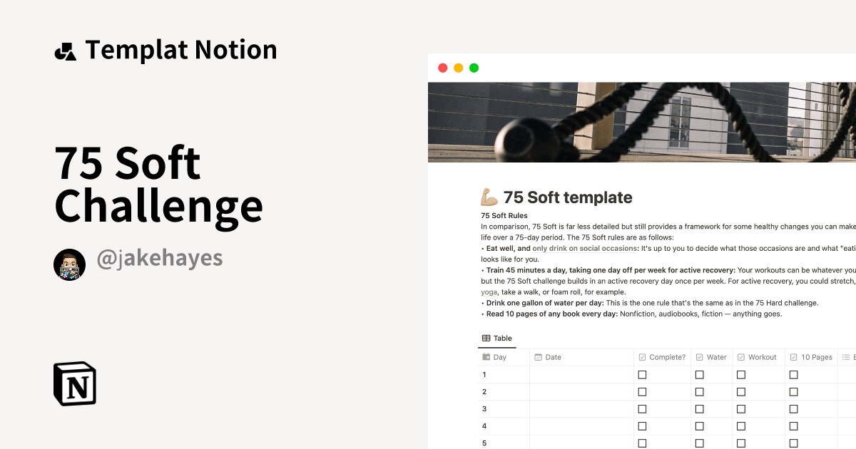 Templat 75 Soft Challenge | Notion Marketplace