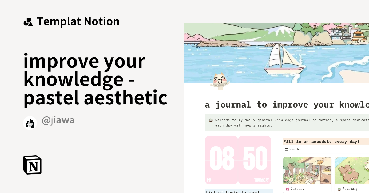 Templat improve your knowledge - pastel aesthetic | Notion Marketplace