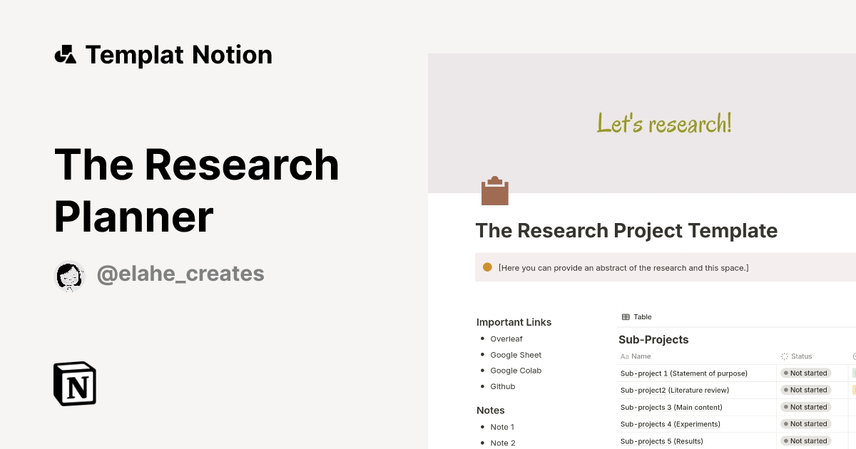 Templat The Research Planner | Notion Marketplace