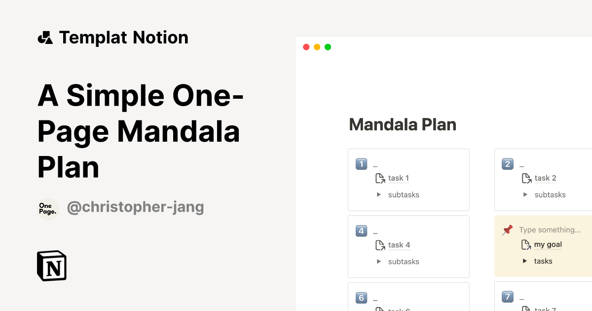 Templat A Simple One-Page Mandala Plan | Notion Marketplace