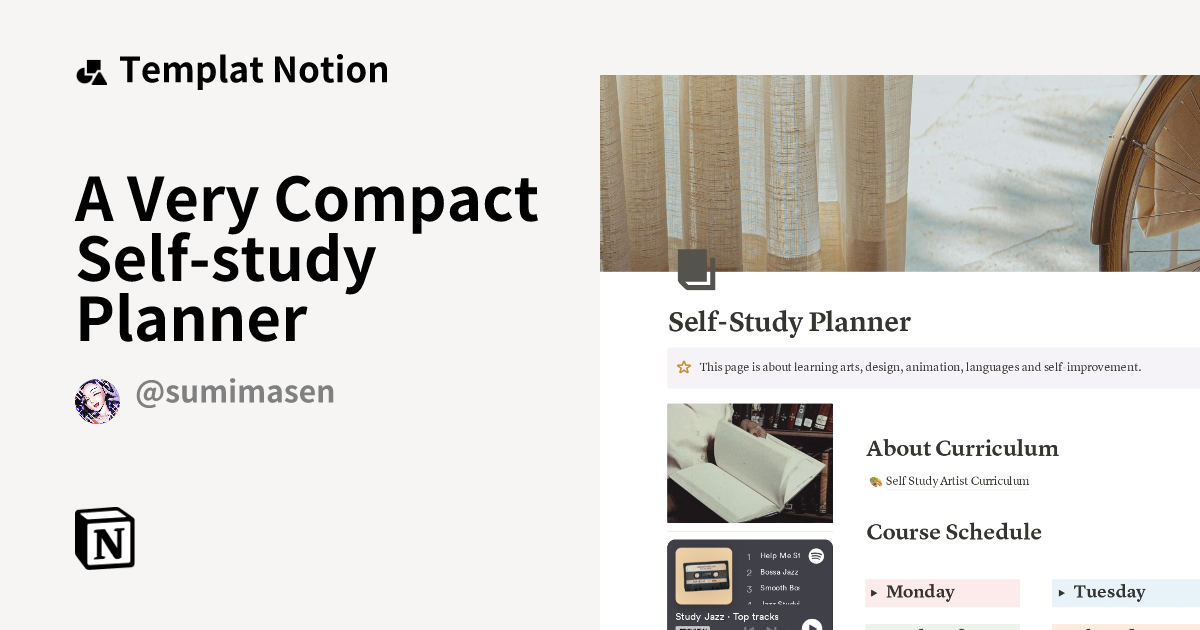 Templat A Very Compact Self-study Planner | Notion Marketplace