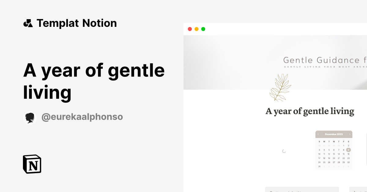 A year of gentle living Templat oleh Eureka Alphonso | Notion Marketplace