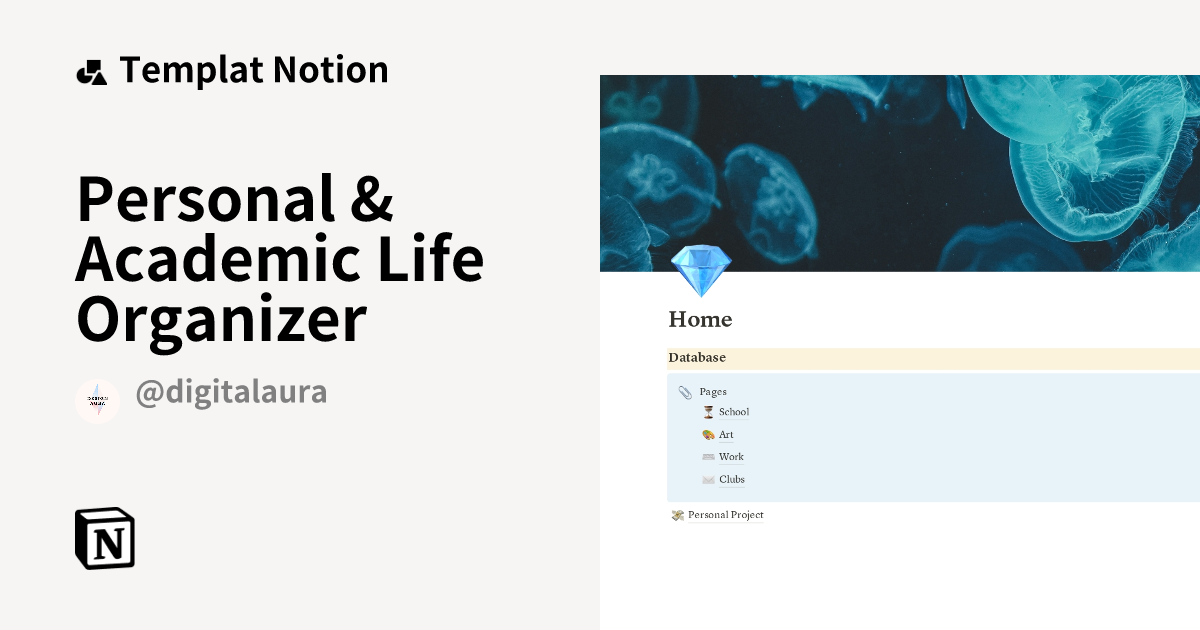 Personal & Academic Life Organizer Templat oleh shreya | Notion Marketplace