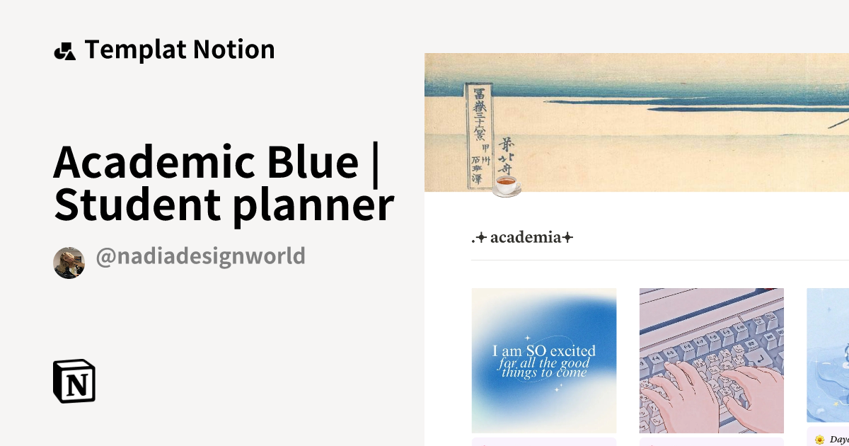 Templat Academic Blue | Student planner | Notion Marketplace