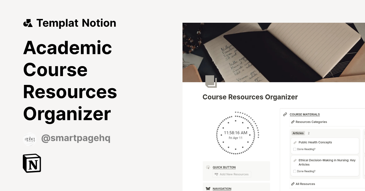 Academic Course Resources Organizer Templat oleh SmartPageHQ | Notion ...
