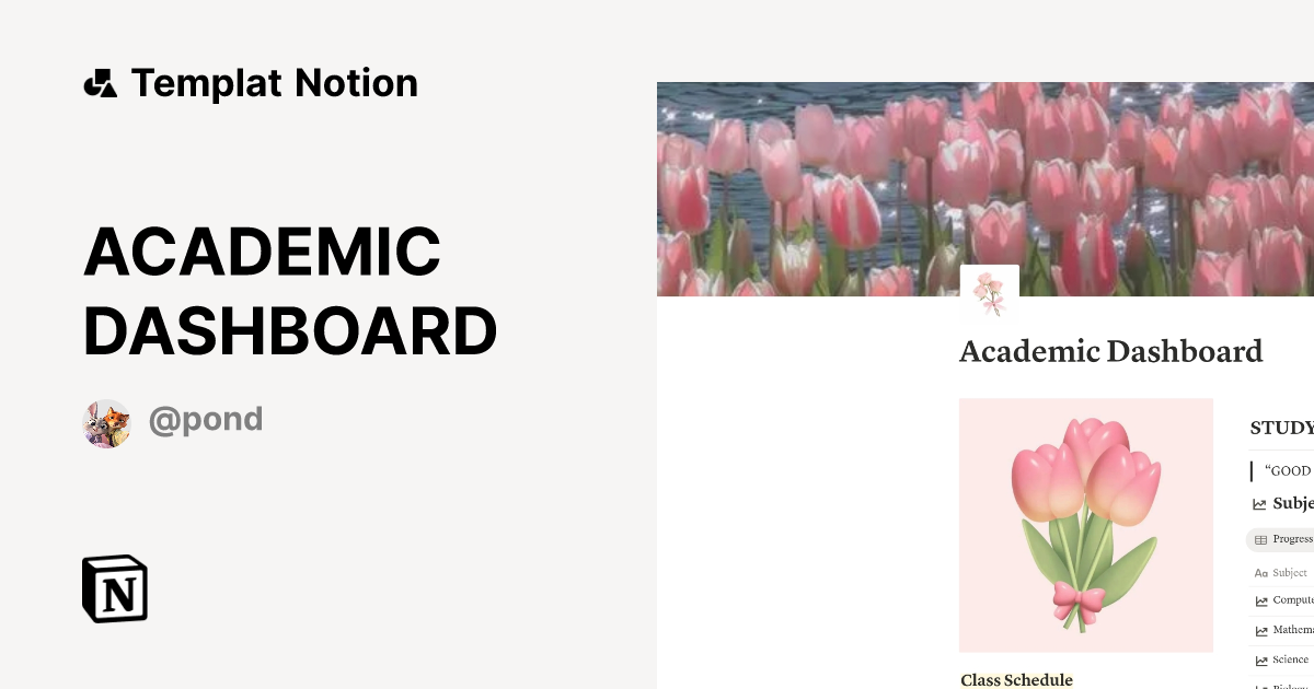 ACADEMIC DASHBOARD Templat oleh lee soul creations | Notion Marketplace