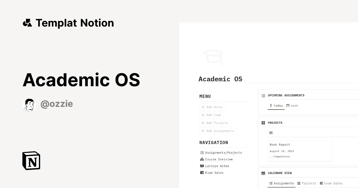 Academic OS Templat oleh Oz's Templates | Notion Marketplace