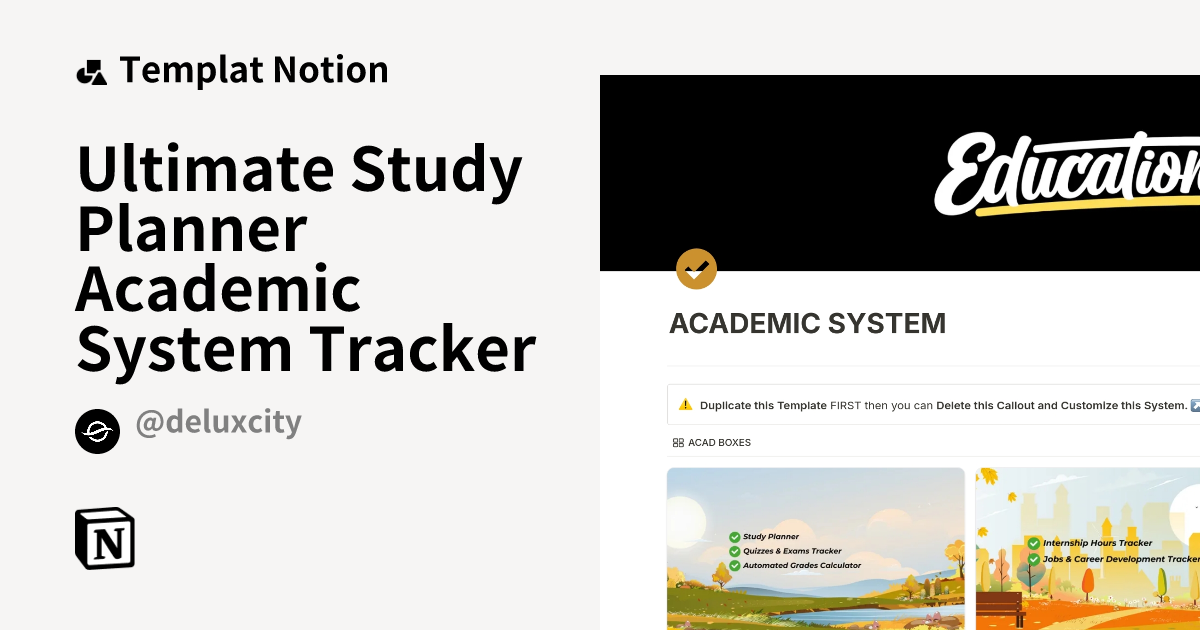 Templat Ultimate Study Planner Academic System Tracker | Notion Marketplace