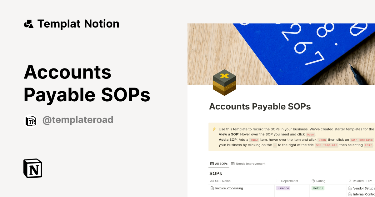 Accounts Payable SOPs Templat oleh Template Road | Notion Marketplace