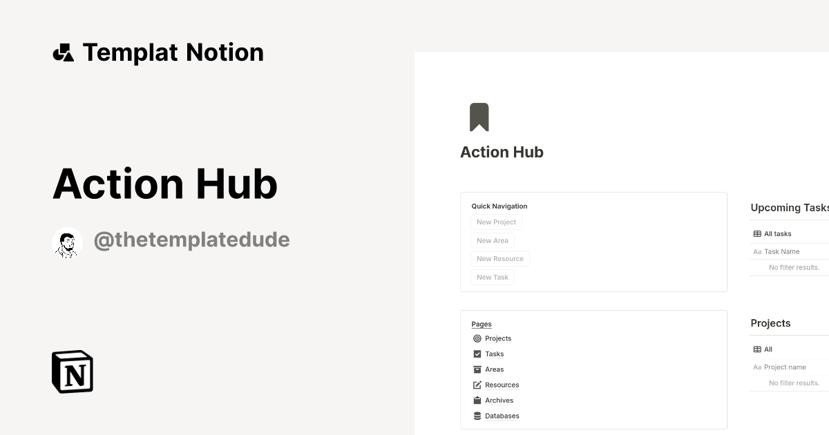 Templat Action Hub | Notion Marketplace