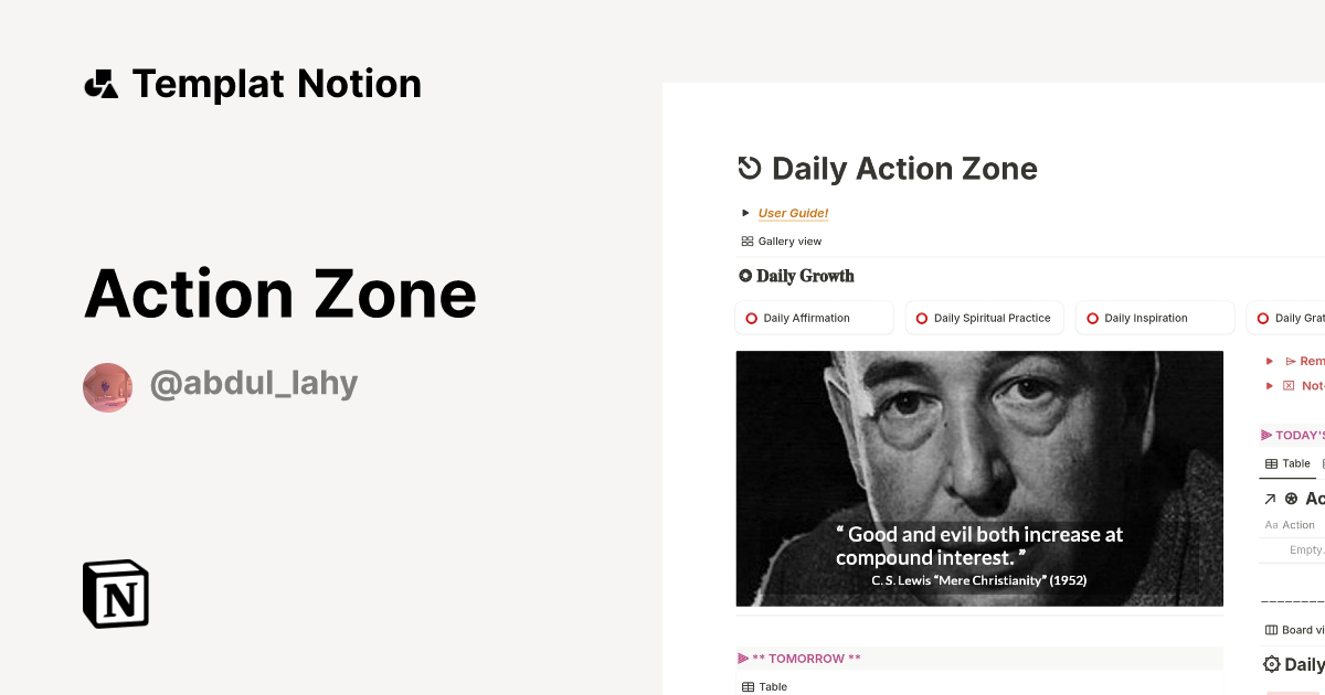 Templat Action Zone | Notion Marketplace