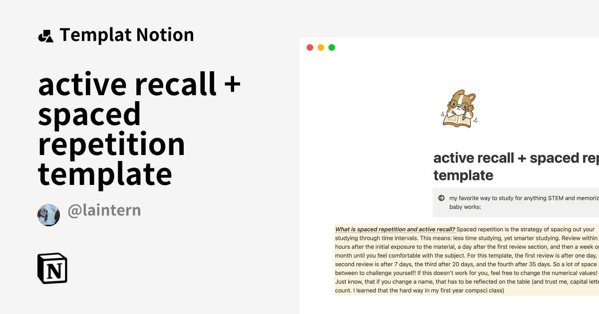 active recall + spaced repetition template Templat oleh Irene Sofía ...