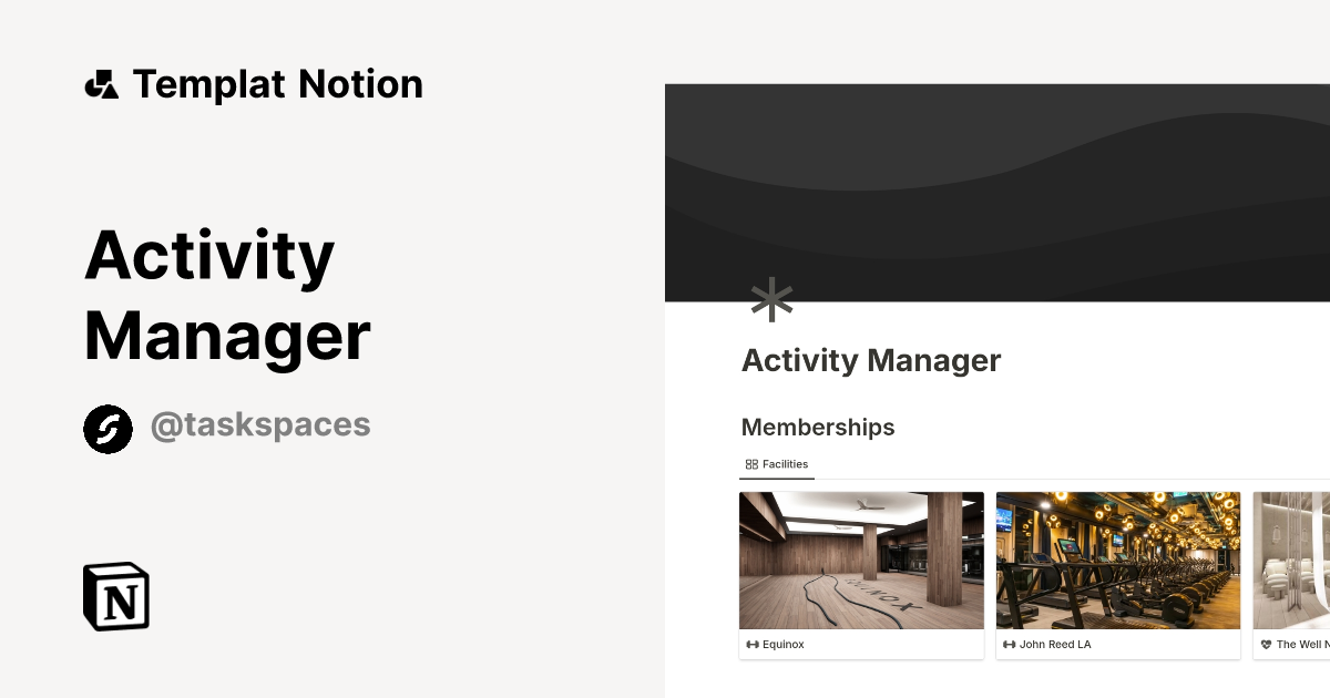 Activity Manager Templat oleh Taskspaces | Notion Marketplace
