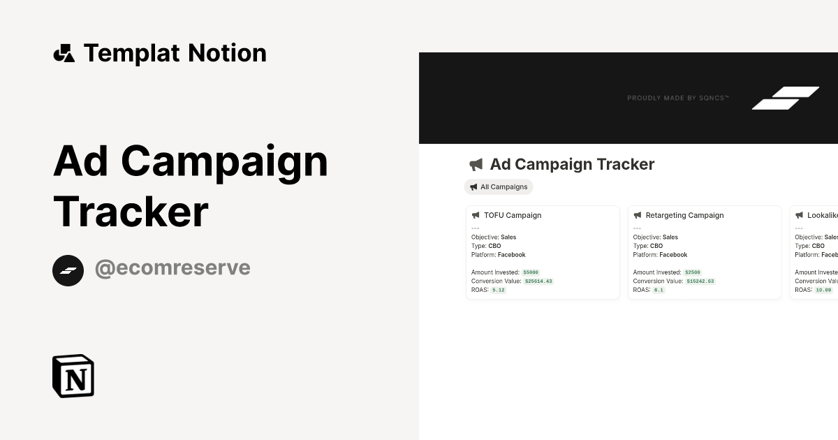 Templat Ad Campaign Tracker | Notion Marketplace