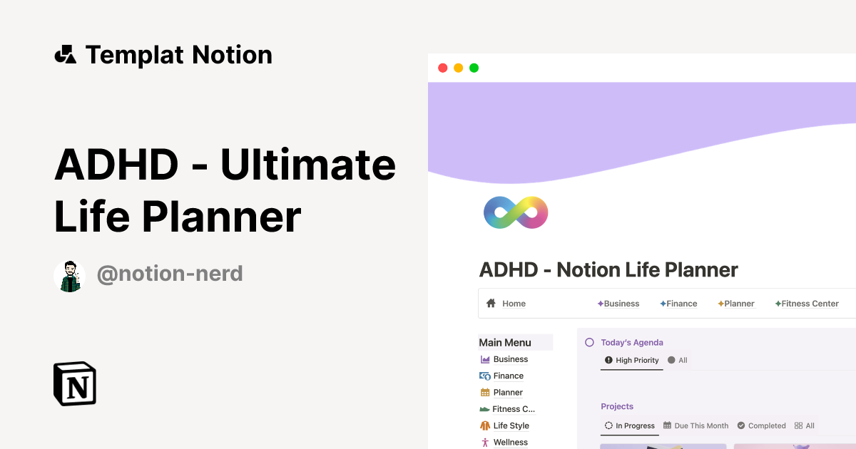ADHD - Ultimate Life Planner Templat oleh Notion nerd | Notion Marketplace