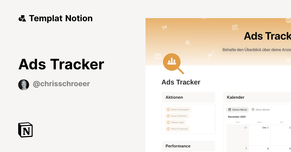 Ads Tracker Templat oleh Chris Schröer | Notion Marketplace