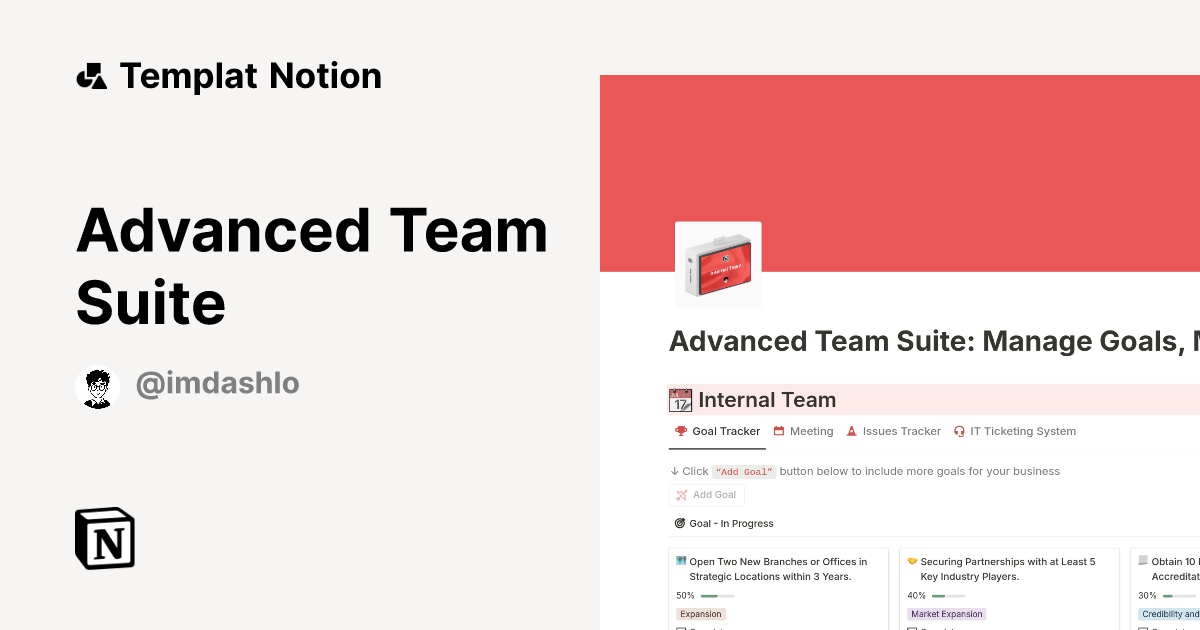 Advanced Team Suite Templat oleh Dashlo | Notion Marketplace