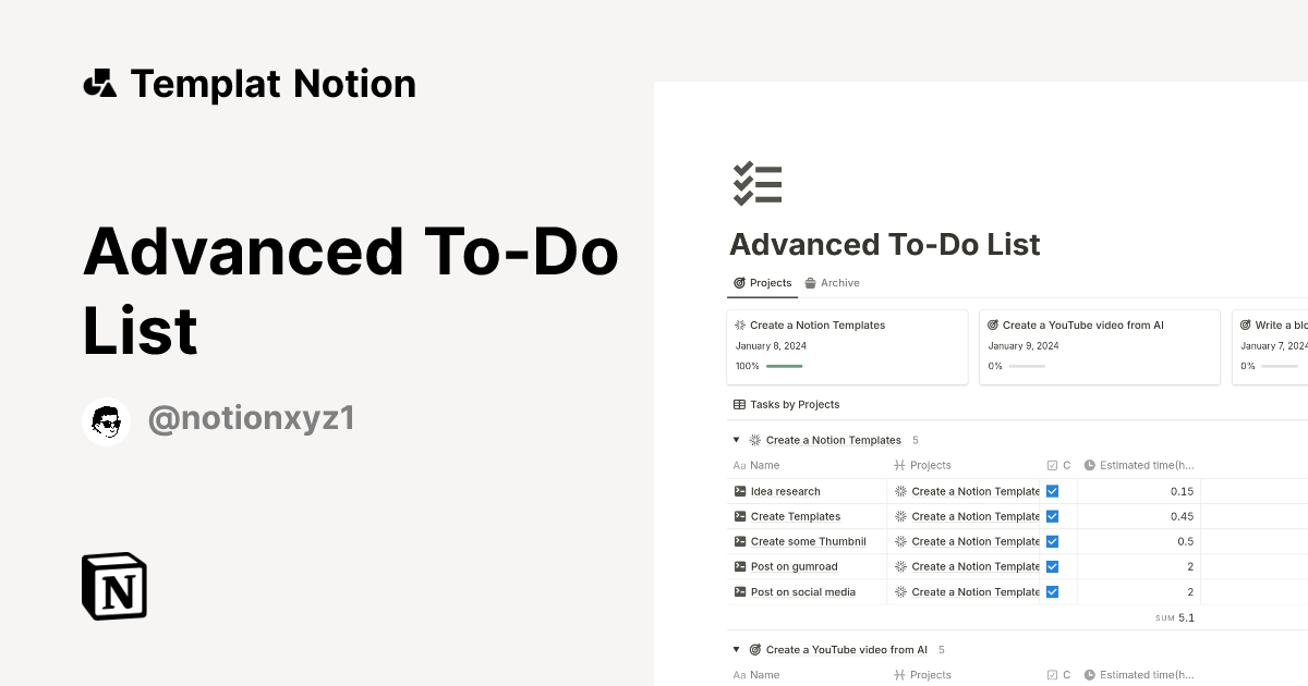 Templat Advanced To-Do List | Notion Marketplace