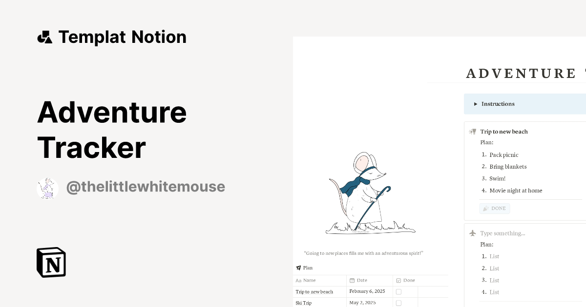 Templat Adventure Tracker | Notion Marketplace