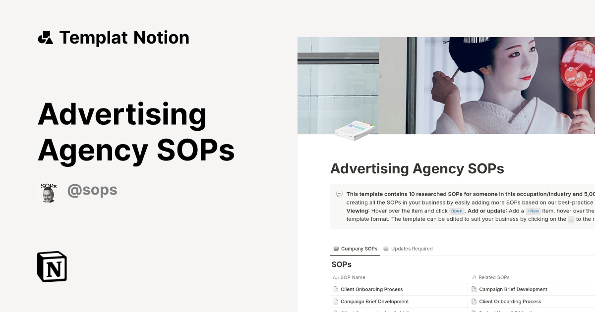 Templat Advertising Agency SOPs | Notion Marketplace