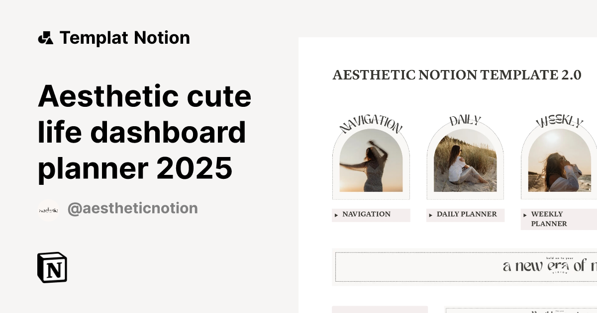 Aesthetic cute life dashboard planner 2025 Templat oleh My Aesthetic Notion | Notion Marketplace