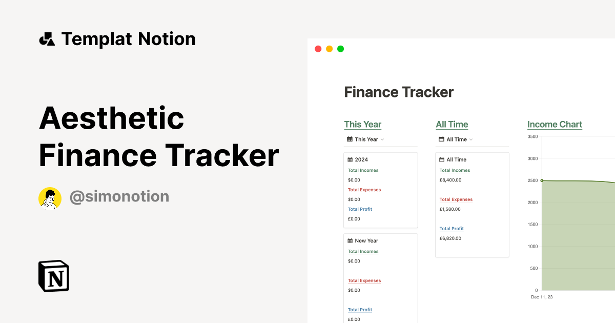 Templat Aesthetic Finance Tracker | Notion Marketplace