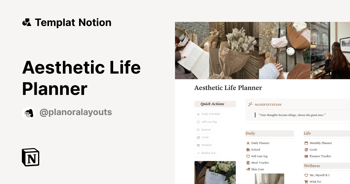 Templat Aesthetic Life Planner | Notion Marketplace