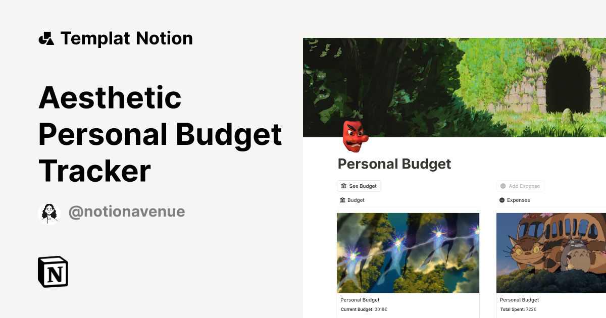 Aesthetic Personal Budget Tracker Templat oleh Notion Avenue | Notion ...