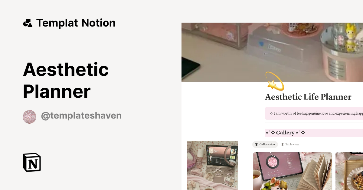 Templat Aesthetic Planner | Notion Marketplace