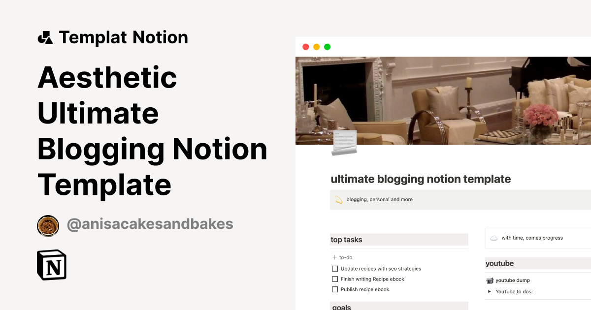 Aesthetic Ultimate Blogging Notion Template Templat oleh ...