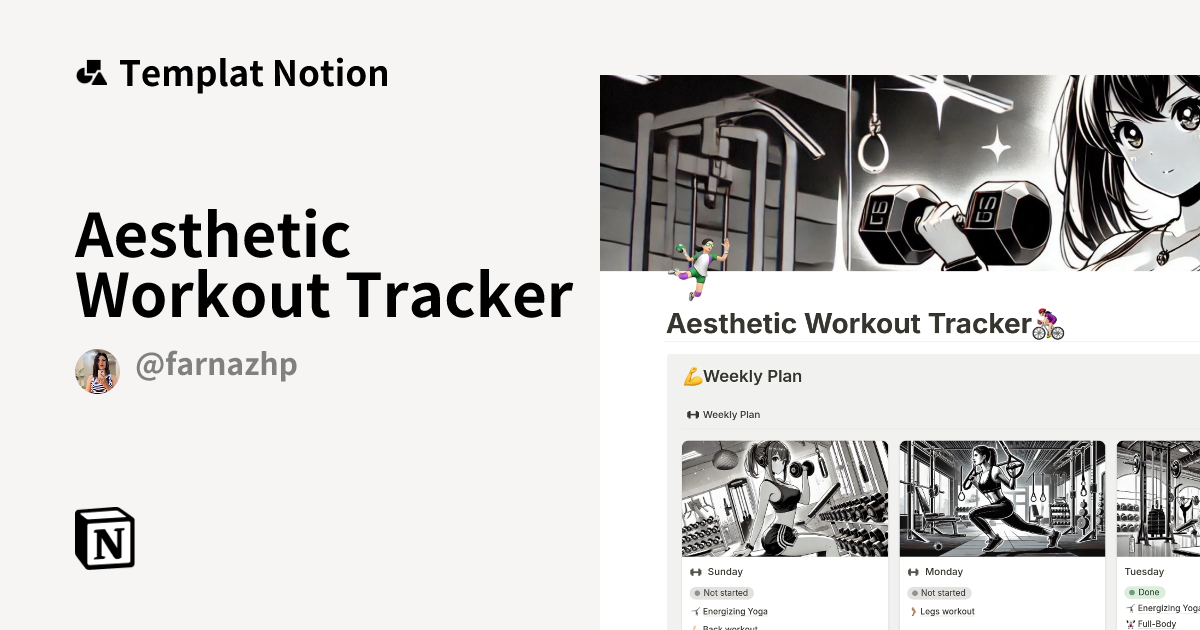 Aesthetic Workout Tracker Templat oleh kiki Farnaz | Notion Marketplace