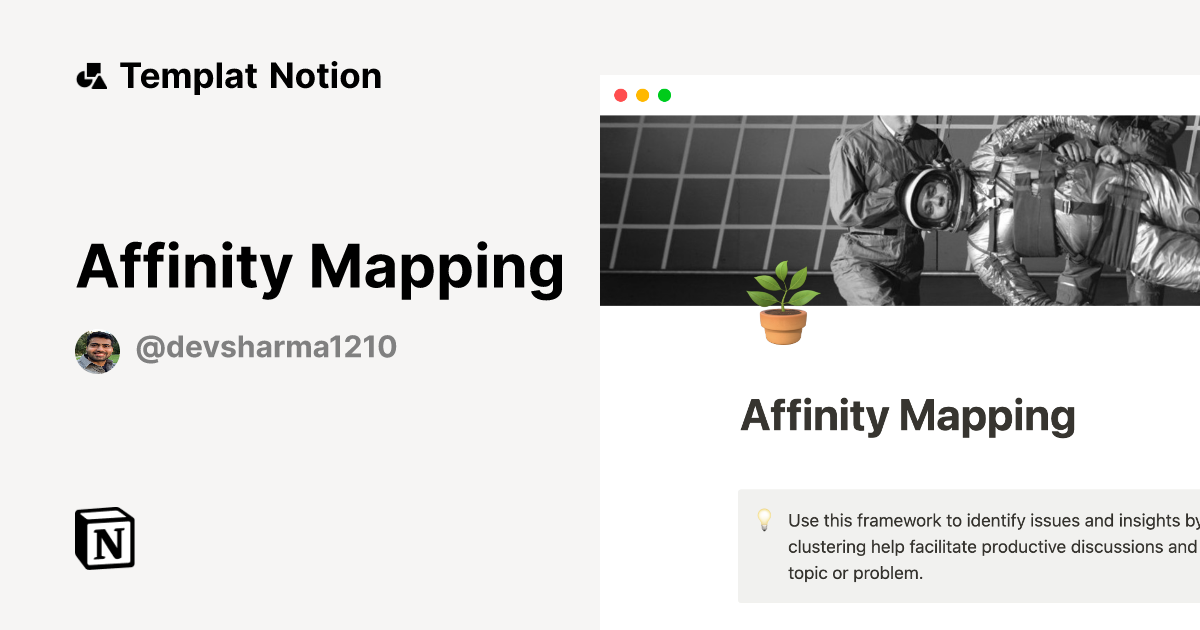 Affinity Mapping Templat oleh Dev Sharma | Notion Marketplace