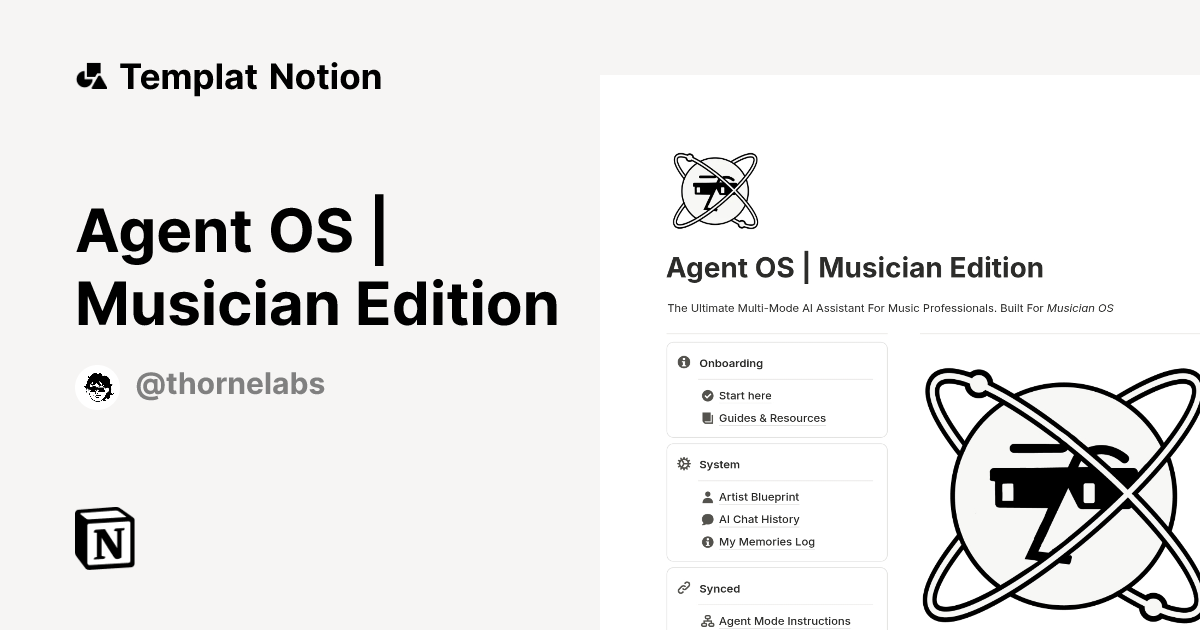 Agent OS | Musician Edition Templat oleh ThorneLabs | Notion Marketplace