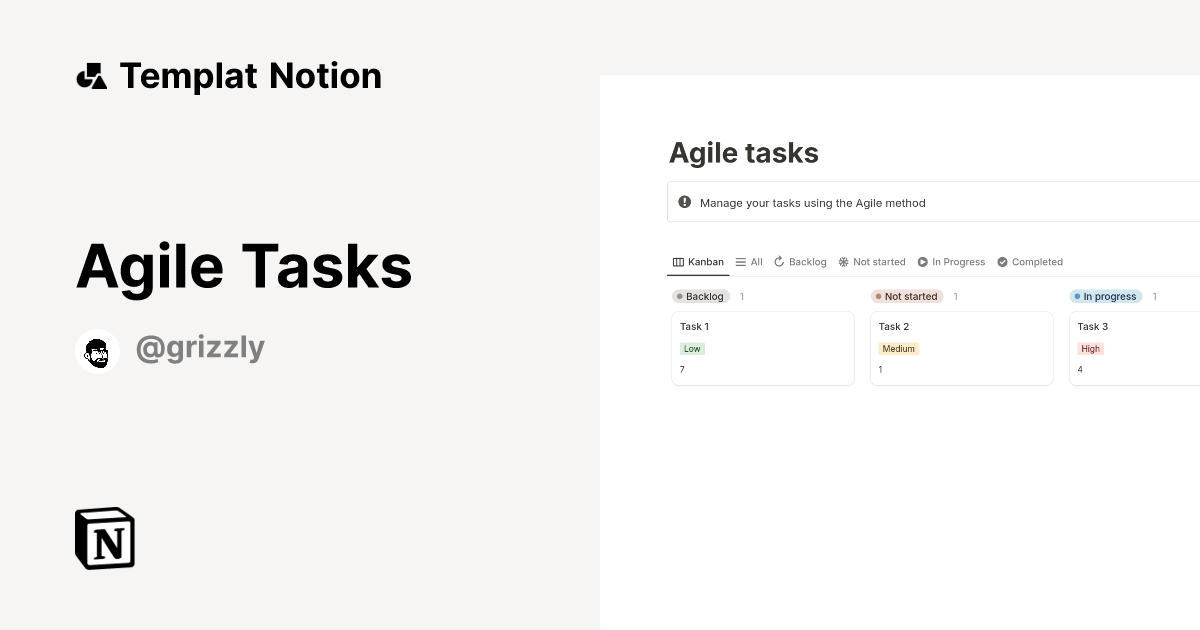 Templat Agile Tasks | Notion Marketplace