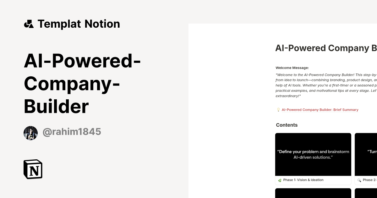 Templat AI-Powered-Company-Builder | Notion Marketplace