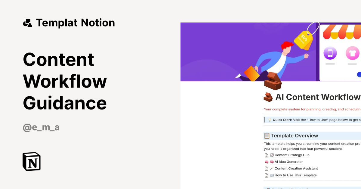 Content Workflow Guidance Templat oleh Elena | Notion Marketplace