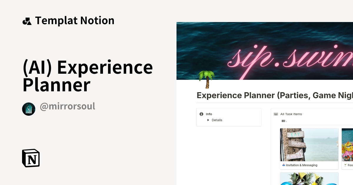(AI) Experience Planner Templat oleh MirrorSoul | Notion Marketplace