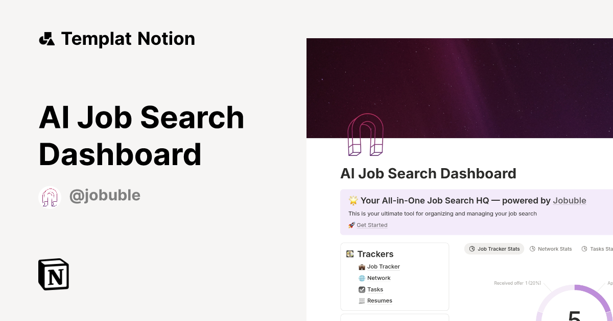 AI Job Search Dashboard Templat oleh Jobuble | Notion Marketplace