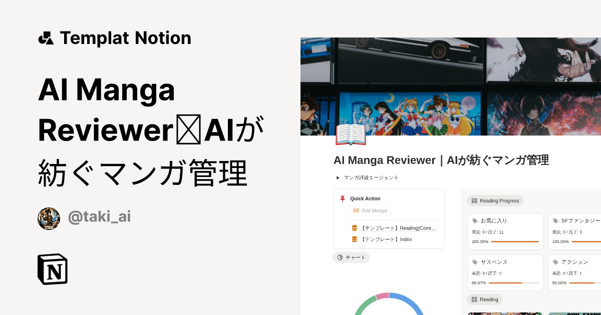 AI Manga Reviewer｜AIが紡ぐマンガ管理 Templat oleh taki | Notion Marketplace