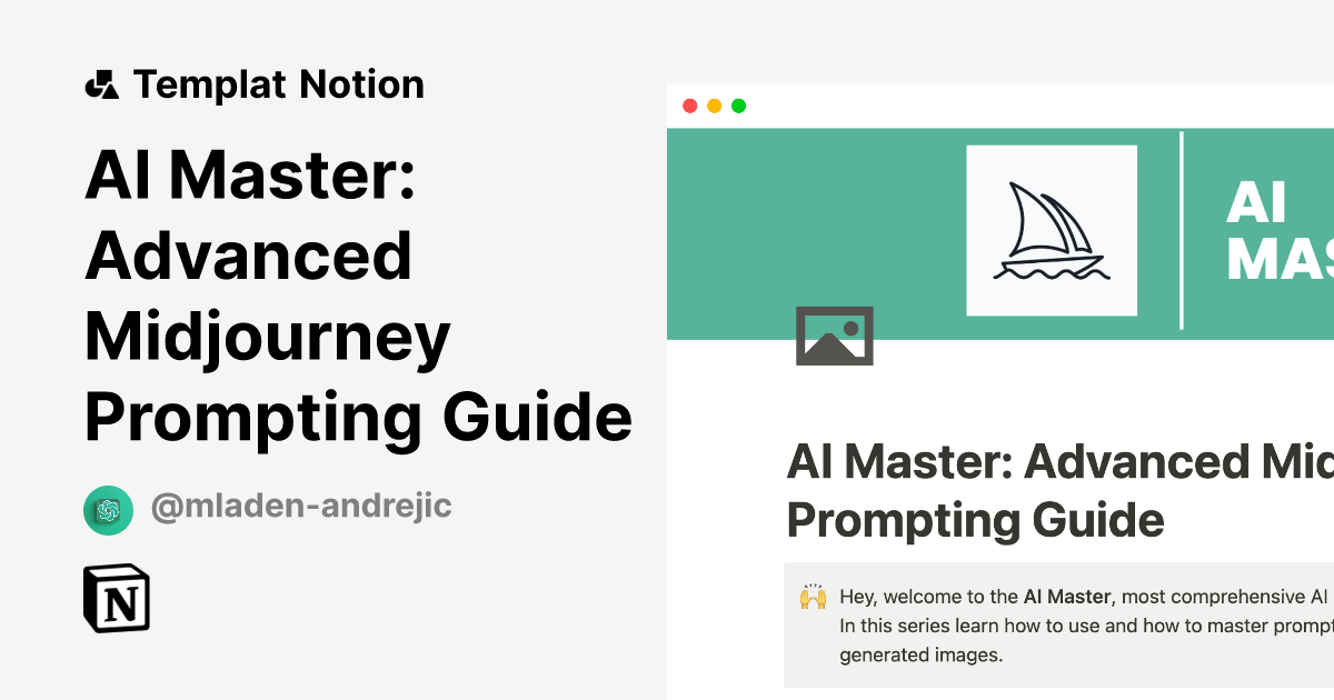 Templat AI Master: Advanced Midjourney Prompting Guide | Notion Marketplace